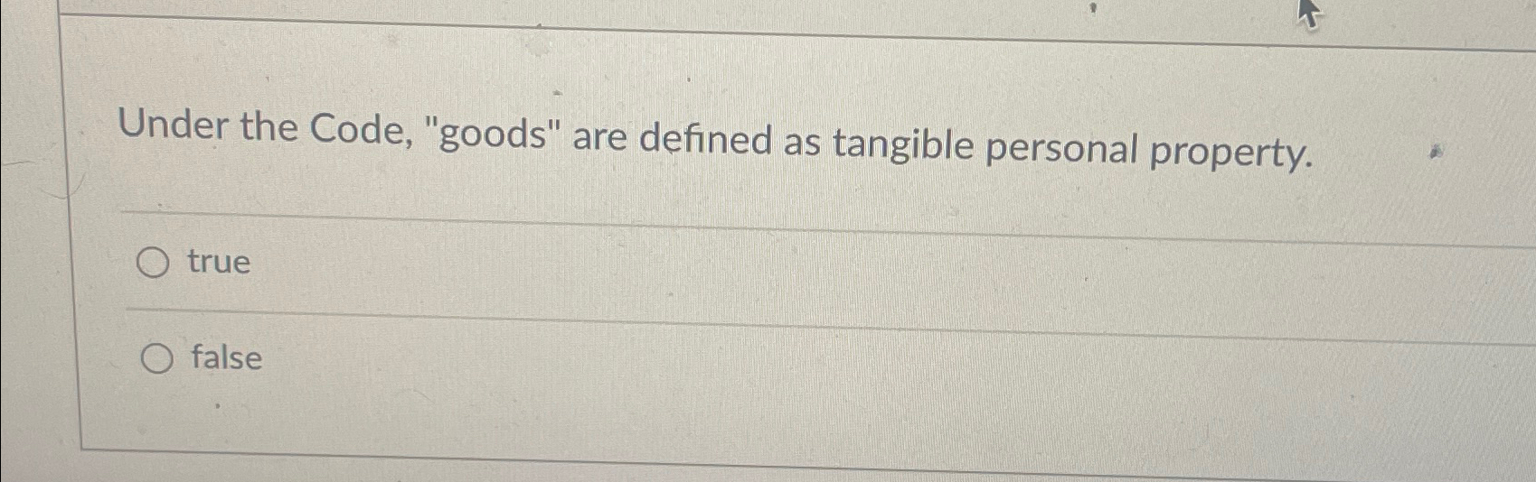 Solved Under the Code, "goods" are defined as tangible | Chegg.com