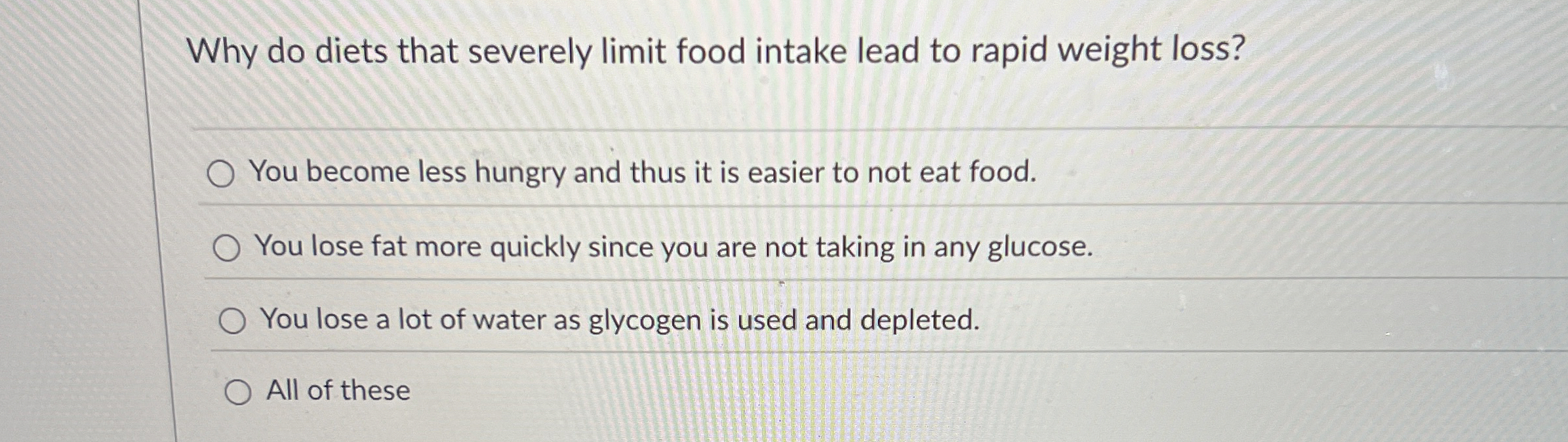 Solved Why do diets that severely limit food intake lead to | Chegg.com