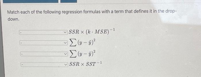 Solved Match each of the following regression formulas with | Chegg.com