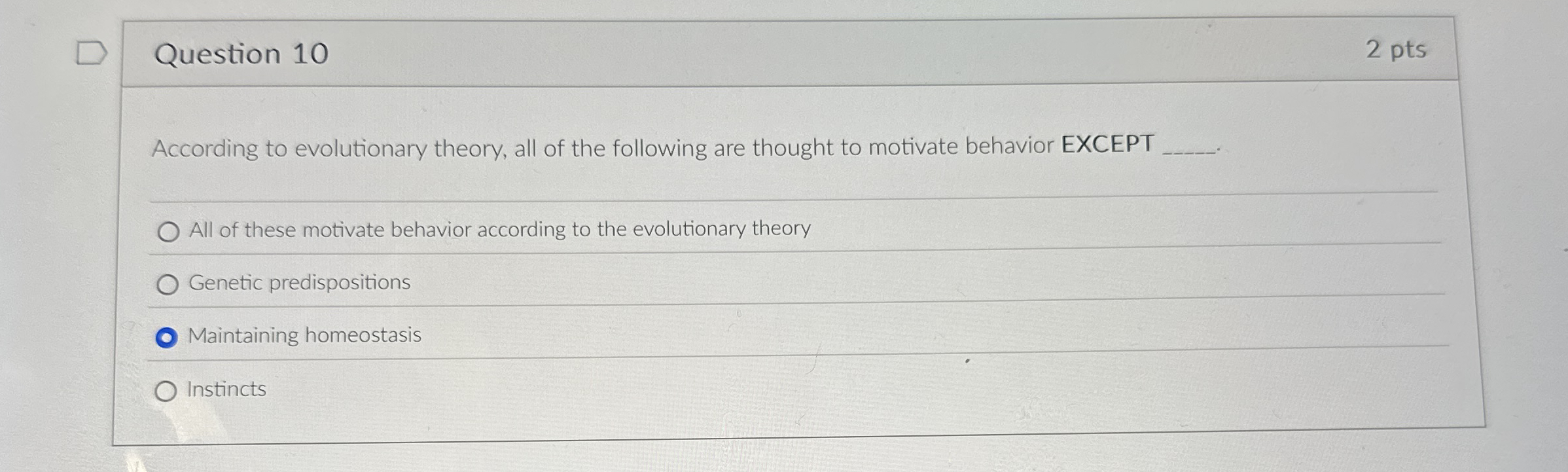 Solved Question 102 ﻿ptsAccording to evolutionary theory, | Chegg.com