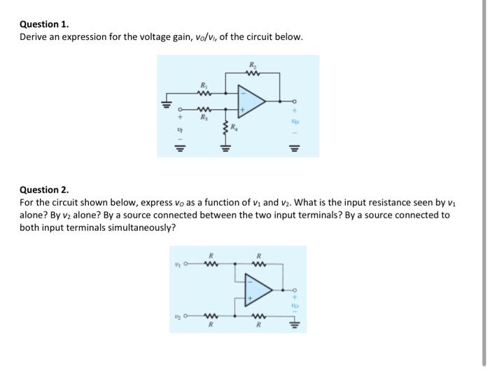 Solved Question 1. Derive an expression for the voltage | Chegg.com