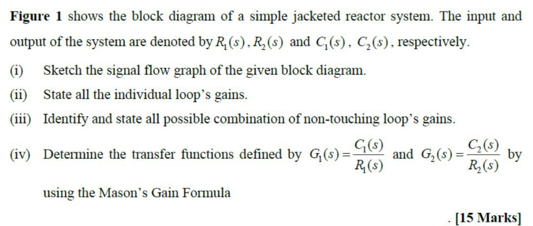 Solved Figure 1 shows the block diagram of a simple jacketed | Chegg.com