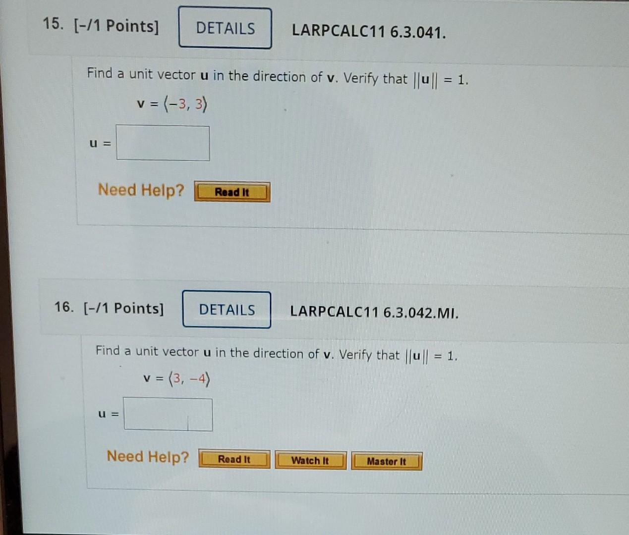 Solved Find a unit vector u in the direction of v. Verify | Chegg.com