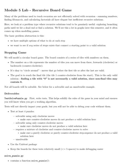 Solved Module 5 Lab - Recursive Board Game Many of the | Chegg.com