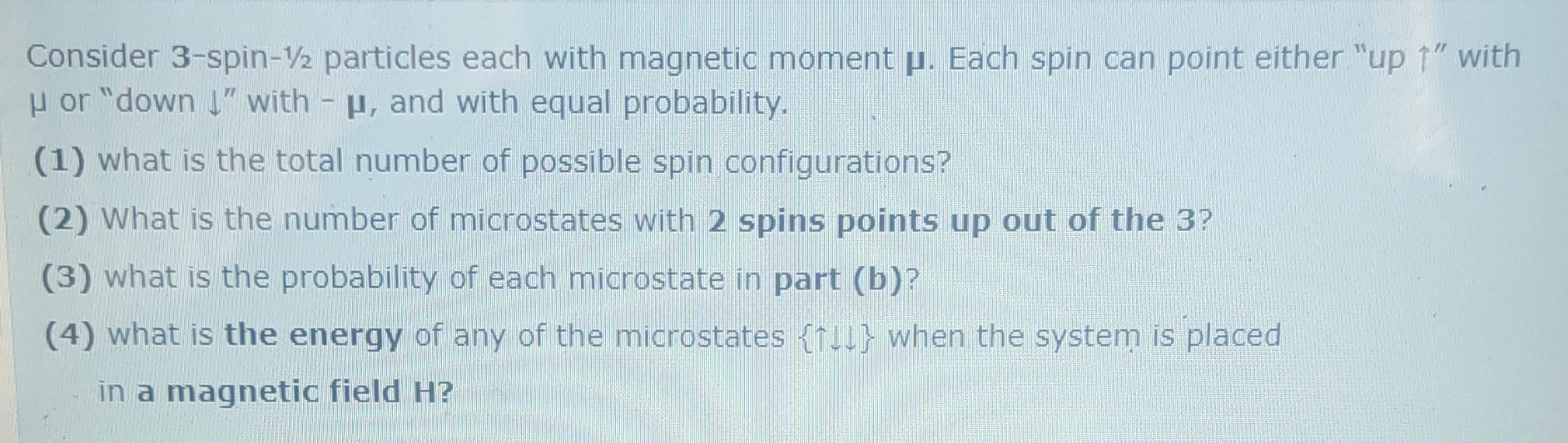 Solved Consider 3- ﻿spin- 12 ﻿particles each with magnetic | Chegg.com