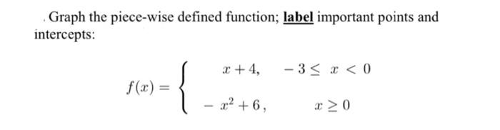 Solved Graph the piece-wise defined function; label | Chegg.com