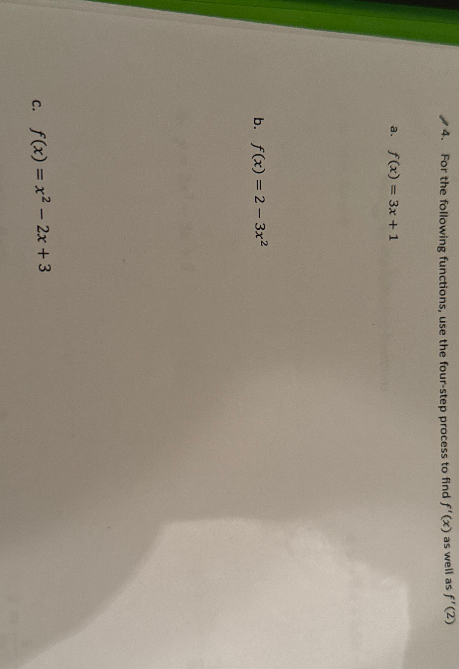 Solved For the following functions, use the four-step | Chegg.com