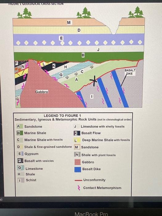 Solved looking at the diagram what rock units has marine | Chegg.com