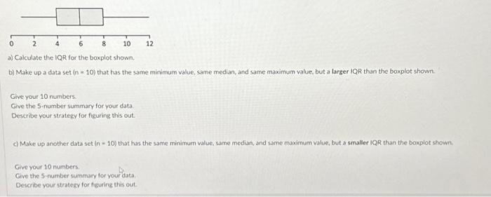 Solved a) Calculate the IQR for the boxplot shown. b) Make | Chegg.com