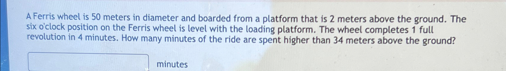 Solved A wheel is 50 ﻿meters and boarded from a platform | Chegg.com
