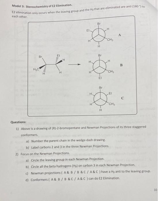 Solved Model 3: Stereochemistry of E2 Elimination. E2 | Chegg.com