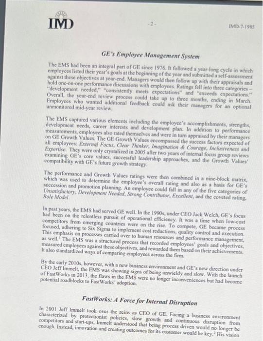 Solved PERFORMANCE DEVELOPMENT AT GE: SHAPING A | Chegg.com