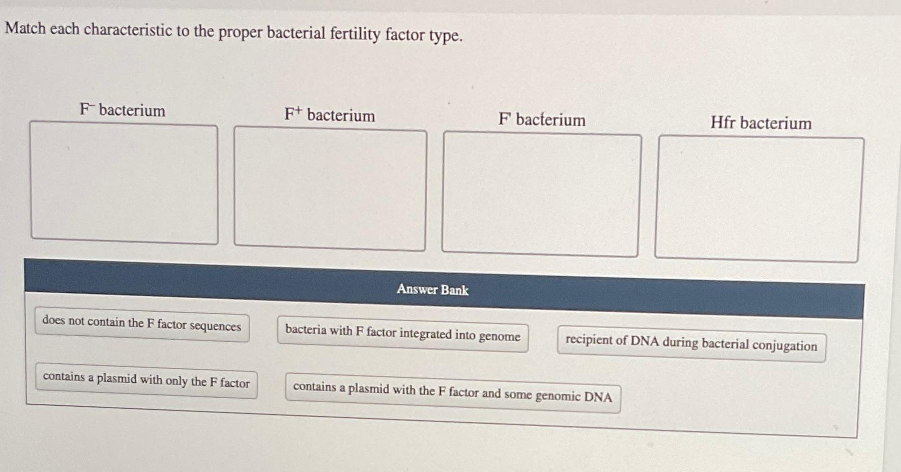 Solved Match each characteristic to the proper bacterial | Chegg.com