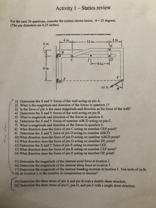 Solved Activity 1 - Statics review For the next 20 | Chegg.com