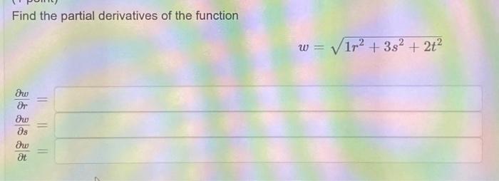 Solved Find the partial derivatives | Chegg.com
