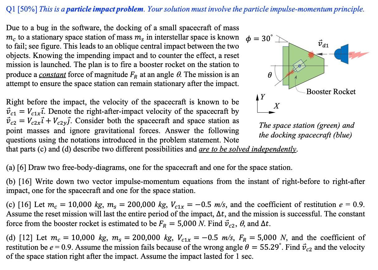 Solved Q1 [50%] This is a particle impact problem. Your | Chegg.com