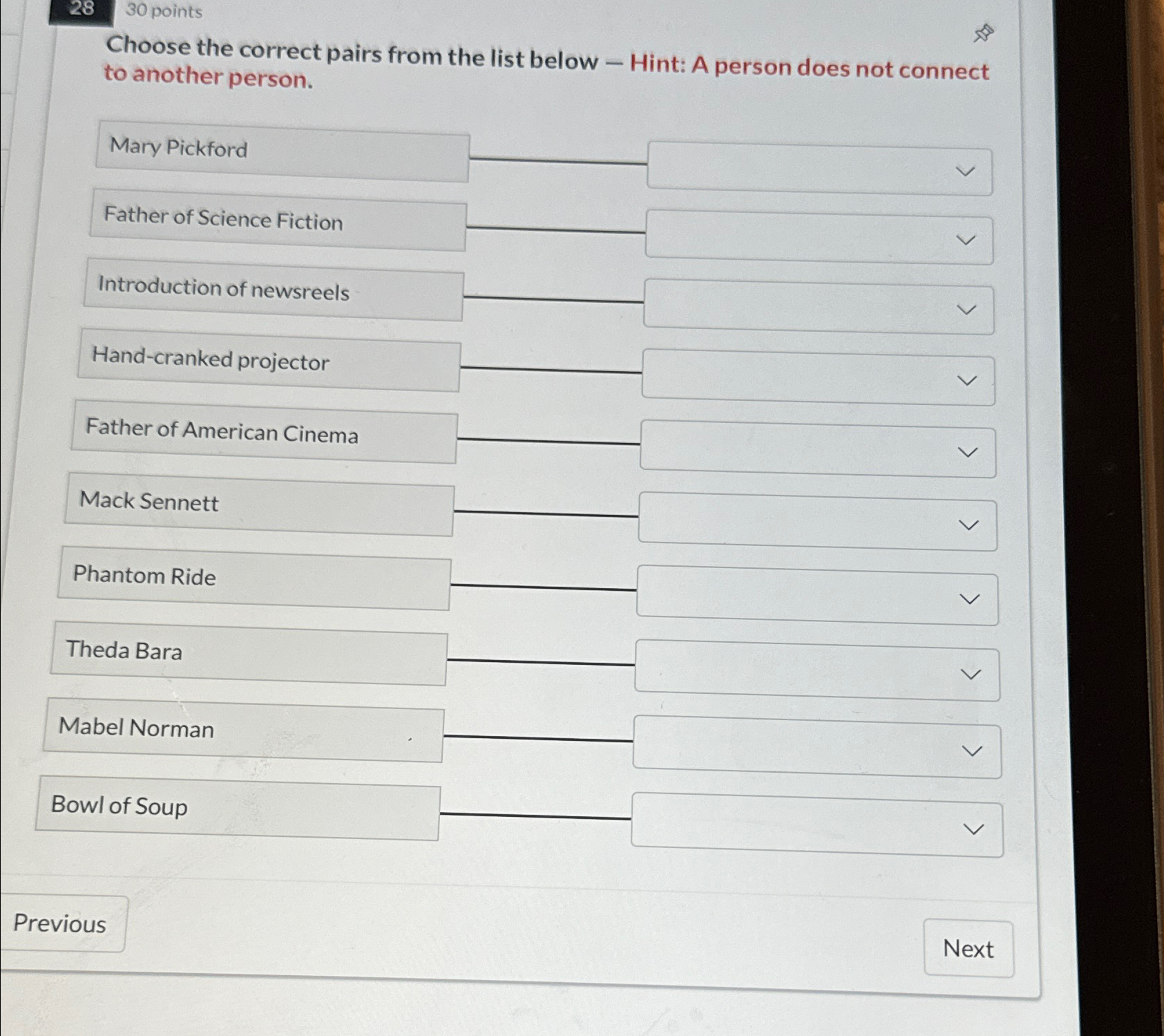 Solved 2830 ﻿pointsChoose the correct pairs from the list | Chegg.com