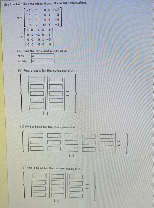 Solved Use the fact that matrices A and B are | Chegg.com