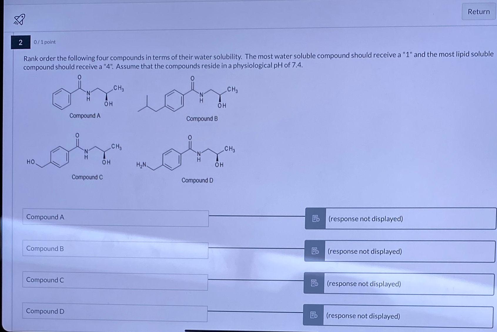 Solved 20/1 ﻿pointRank order the following four compounds in | Chegg.com