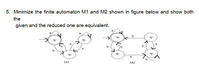 Solved Minimize the finite automaton M1 ﻿and M2 ﻿shown in | Chegg.com
