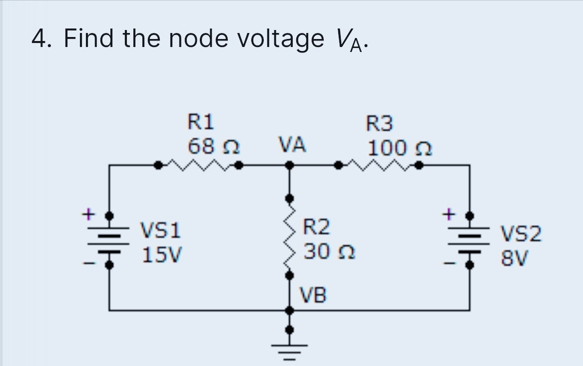 Solved Find the node voltage VA. | Chegg.com