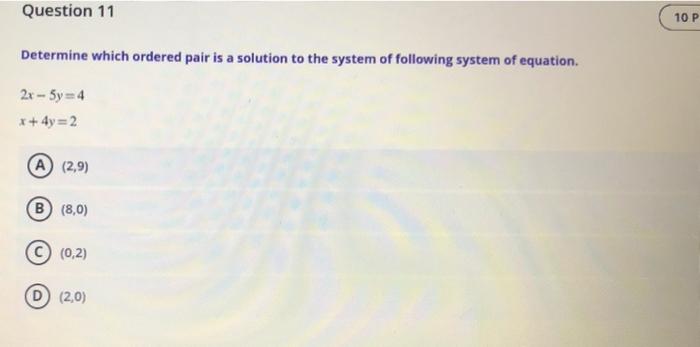 Solved Determine which ordered pair is a solution to the | Chegg.com