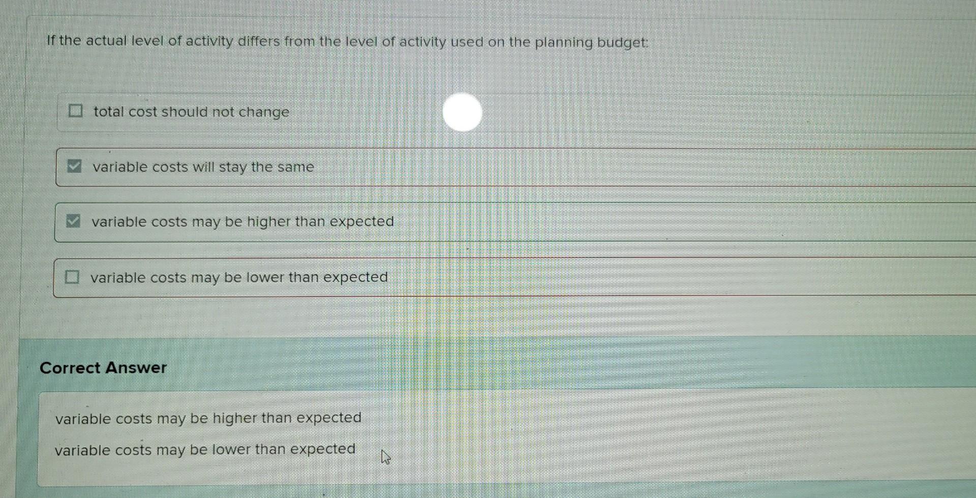 Solved If the actual level of activity differs from the | Chegg.com