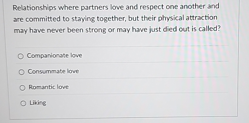 Solved Relationships where partners love and respect one | Chegg.com