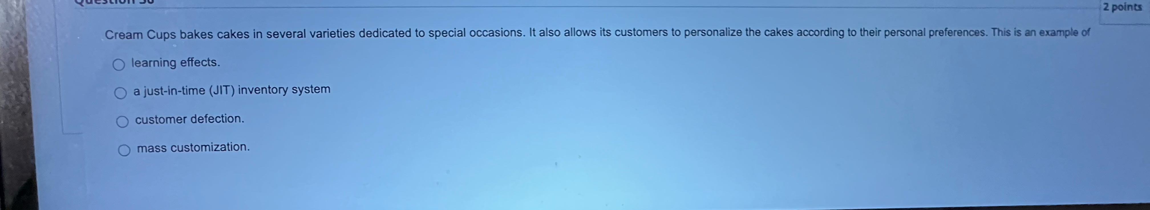 Solved 2 ﻿pointslearning effects.a just-in-time (JIT) | Chegg.com