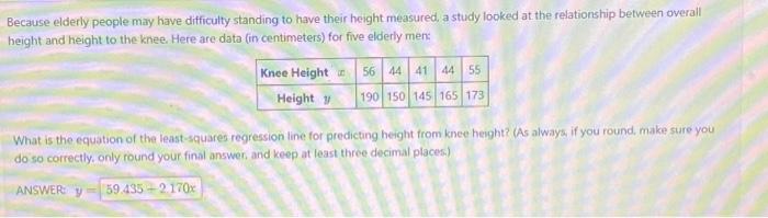 Solved Because elderly people may have difficulty standing | Chegg.com