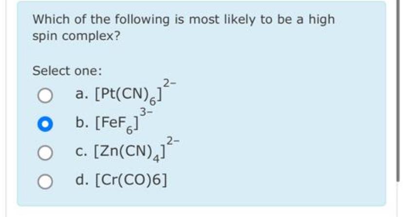 Solved Which of the following is most likely to be a high | Chegg.com