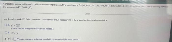 Solved the outcomes in Ec, Find P(E0). Lst the outcomes in | Chegg.com