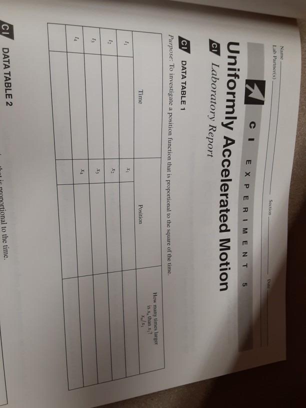 Solved La C EXPERIMENT 5 Uniformly Accelerated Motion ci | Chegg.com