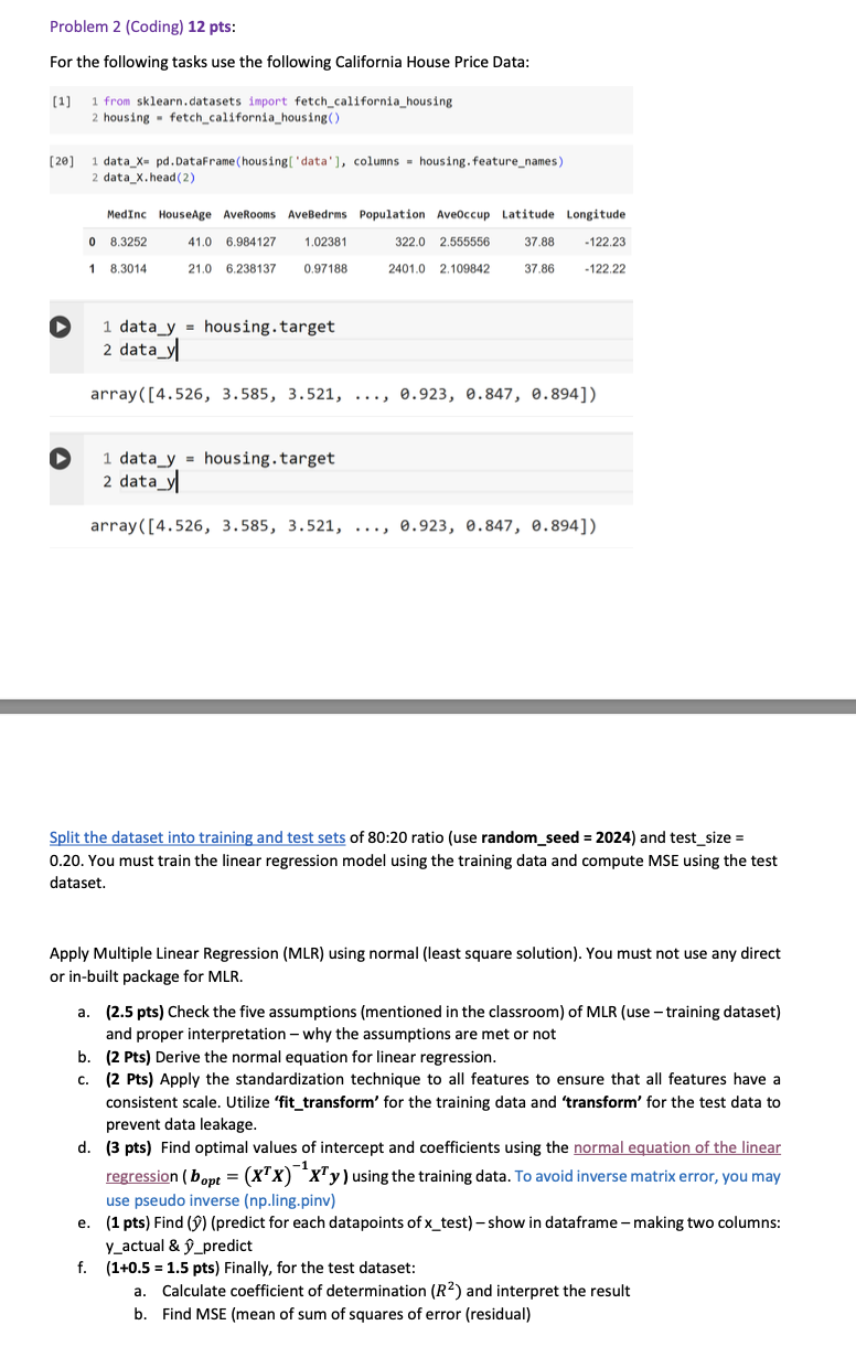 Solved Problem 2 (Coding) 12 ﻿pts:For the following tasks | Chegg.com