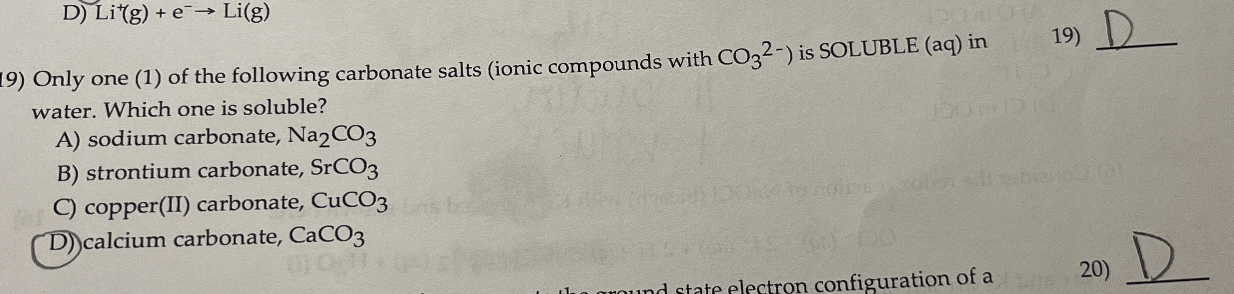 Solved Only one (1) ﻿of the following carbonate salts (ionic | Chegg.com