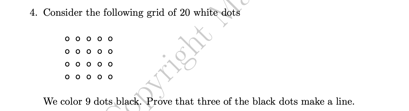 Solved Consider the following grid of 20 ﻿white dotsWe color | Chegg.com
