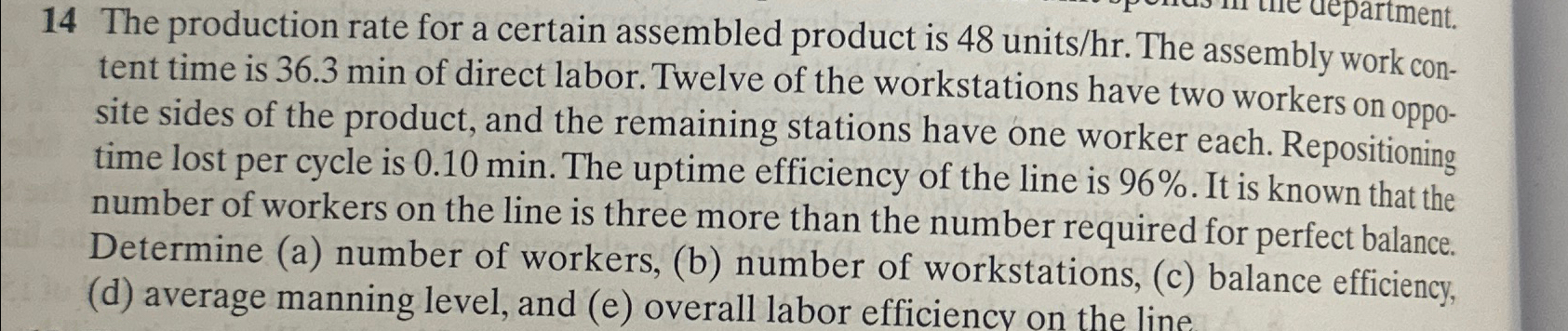 Solved 14 ﻿The production rate for a certain assembled | Chegg.com