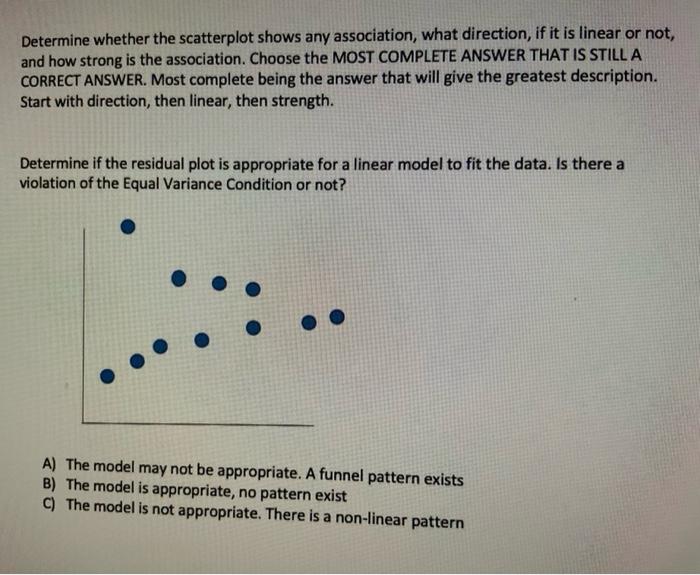 Solved Determine whether the scatterplot shows any | Chegg.com