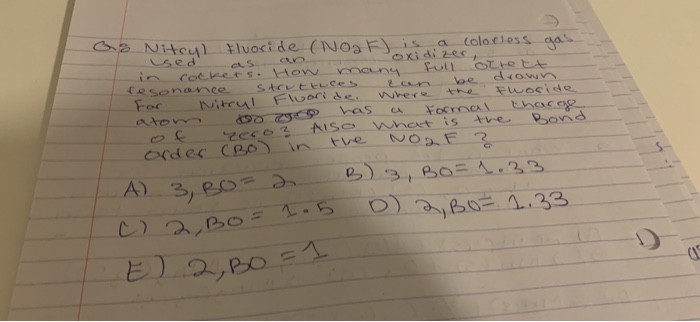 Solved El 2, Bo=1 CN as Nitryl fluoride (Noak) is colorless | Chegg.com