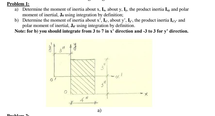 Solved Problem 1: a) Determine the moment of inertia about | Chegg.com