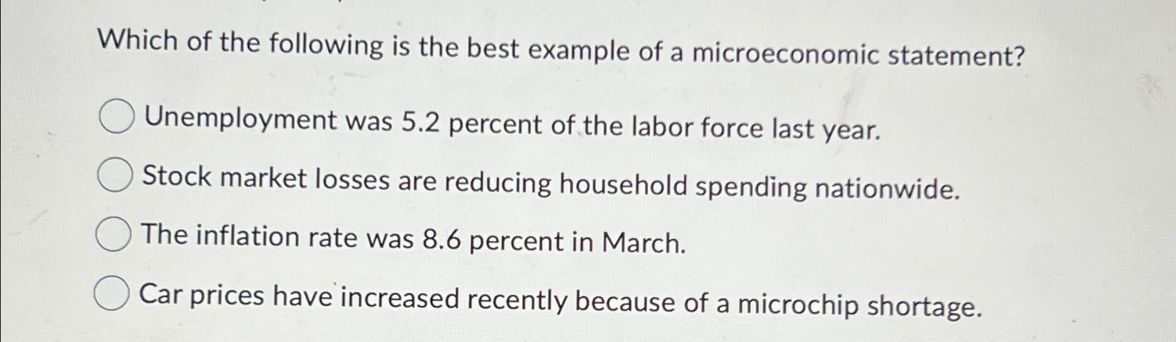 Solved Which of the following is the best example of a | Chegg.com