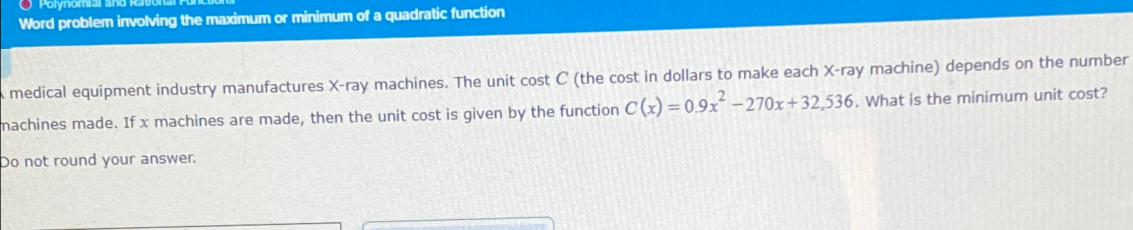 Solved Word problem involving the maximum or minimum of a | Chegg.com