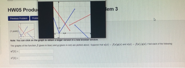 Solved HW05 Produ lem 3 Previous Problem Proble (1 point) | Chegg.com