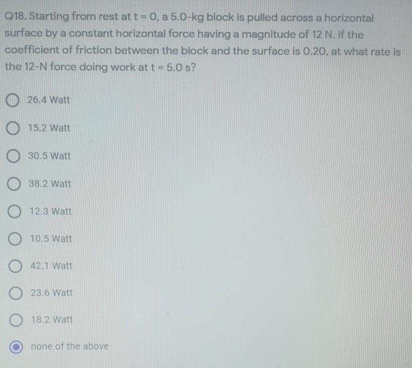 Solved Q18. Starting from rest at t=0, a 5.0-kg block is | Chegg.com