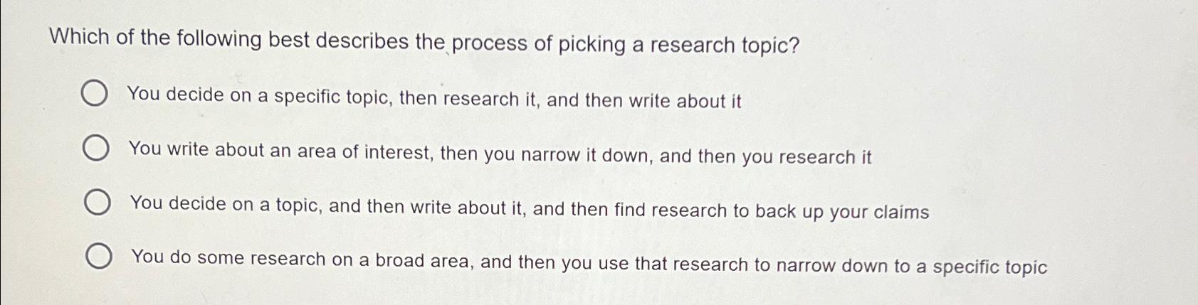 Solved Which of the following best describes the process of | Chegg.com