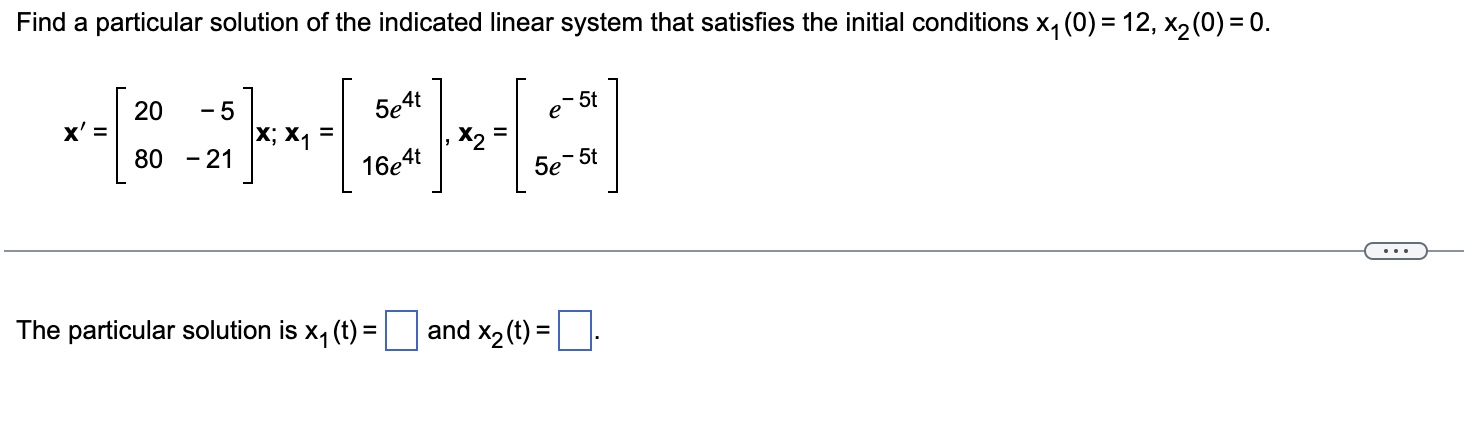 Solved Find a particular solution of the indicated linear | Chegg.com