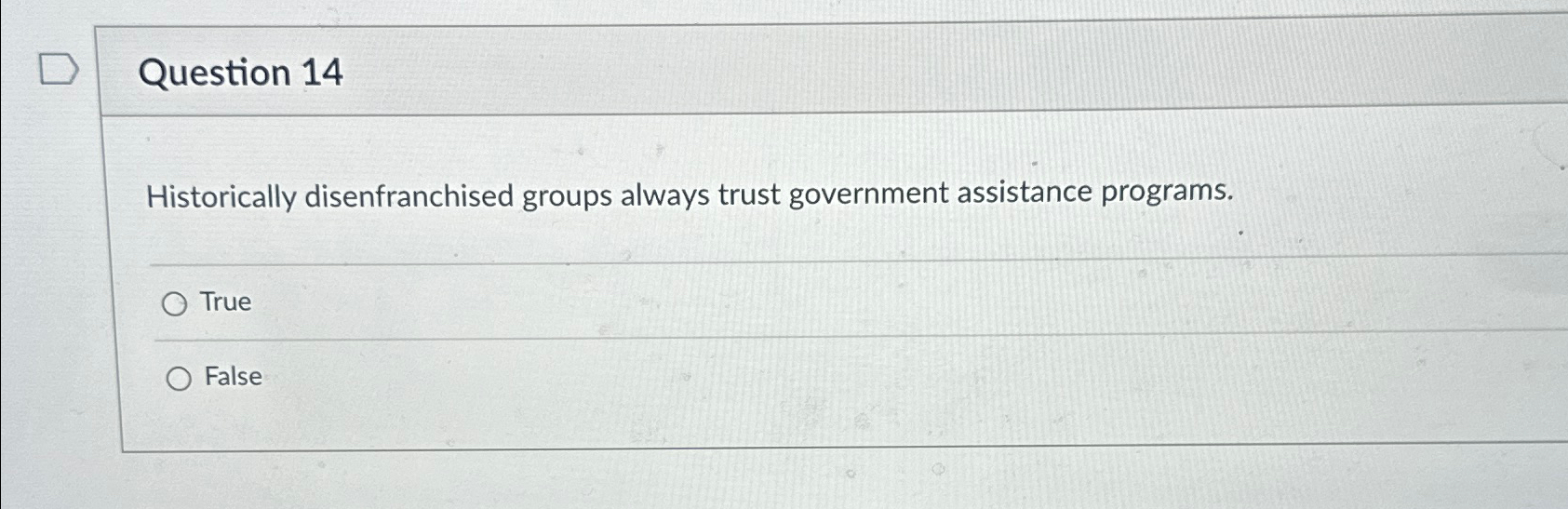 Solved Question 14Historically disenfranchised groups always | Chegg.com