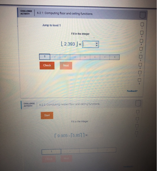 Solved CHALLENGE 6.2.1: Computing floor and ceiling | Chegg.com