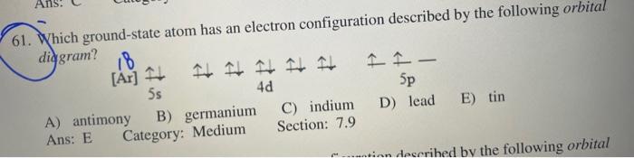 Solved Which ground-state atom has an electron configuration | Chegg.com