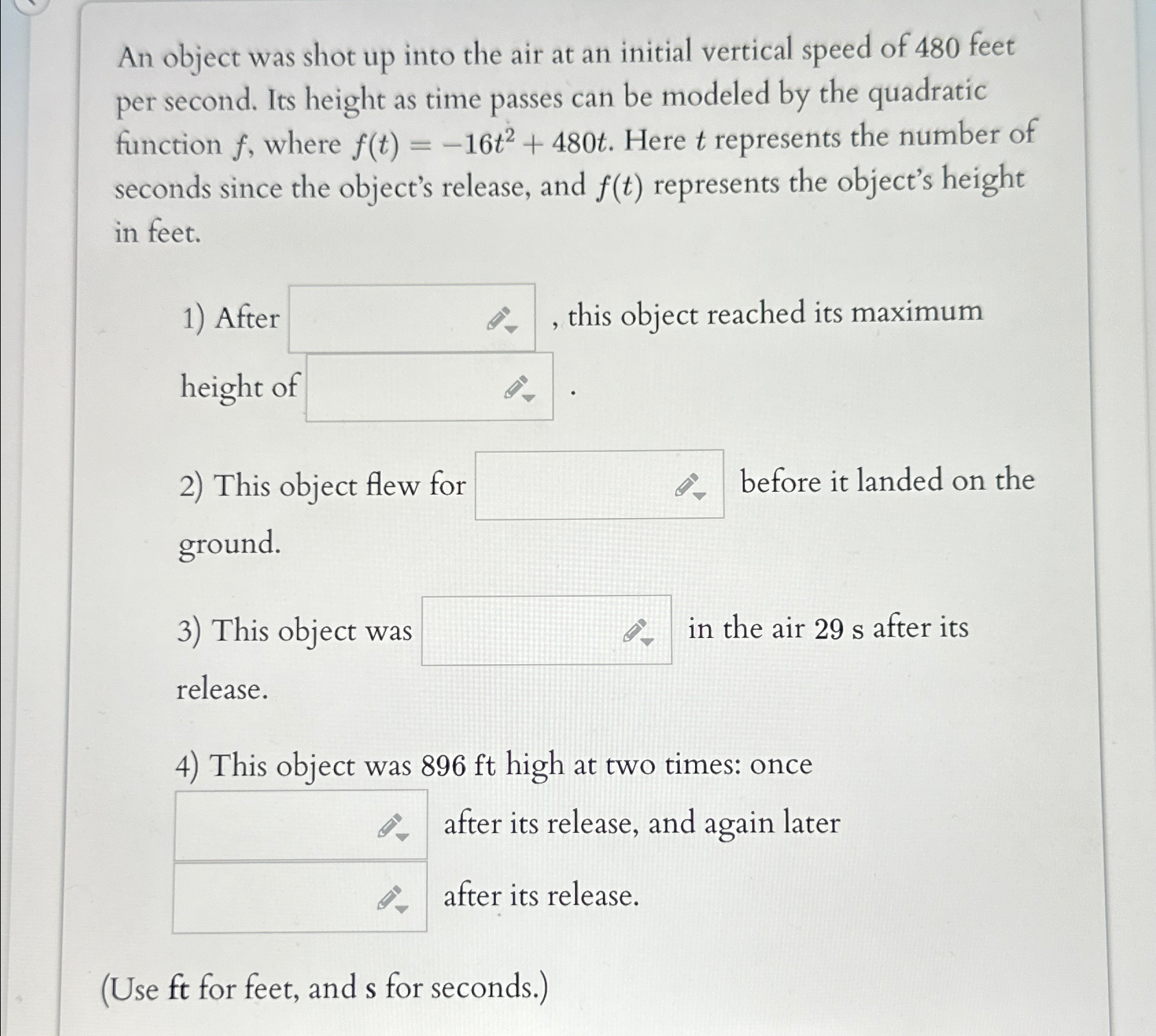 Solved An object was shot up into the air at an initial | Chegg.com